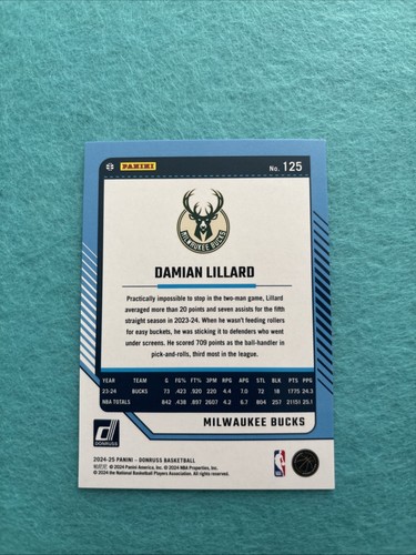 2024-25 Panini Donruss Damian Lillard 073 /199 Base Press Proof Purple ...