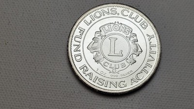 Vintage Lions Club Fund Raising Activity 1 Ounce .999 Silver Round | eBay