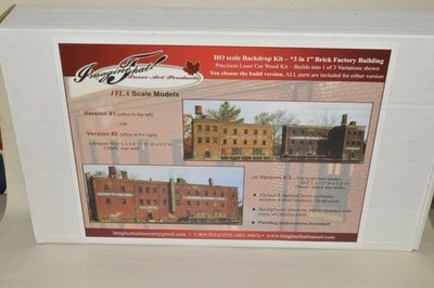 HO scale Imagine That Laser Art Products BACKDROP brick factory wood ...