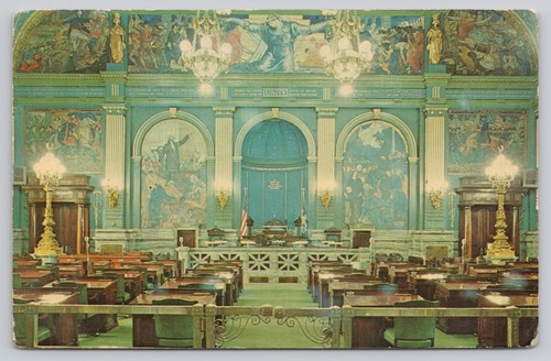 Harrisburg PA Senate Chamber Vintage Photochrome Postcard by Dexter ...