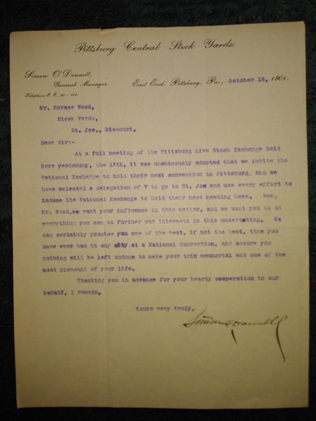 Pittsburg Stock Exchange Letter Dated October, 16, 1901 | eBay