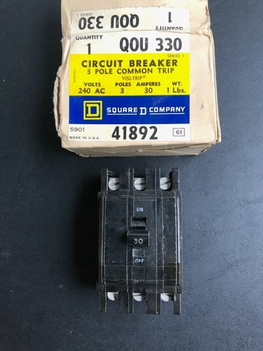 Square D - QOU330 Series 1 Circuit Breaker - 240VAC 3-Pole 30Amp - NEW ...