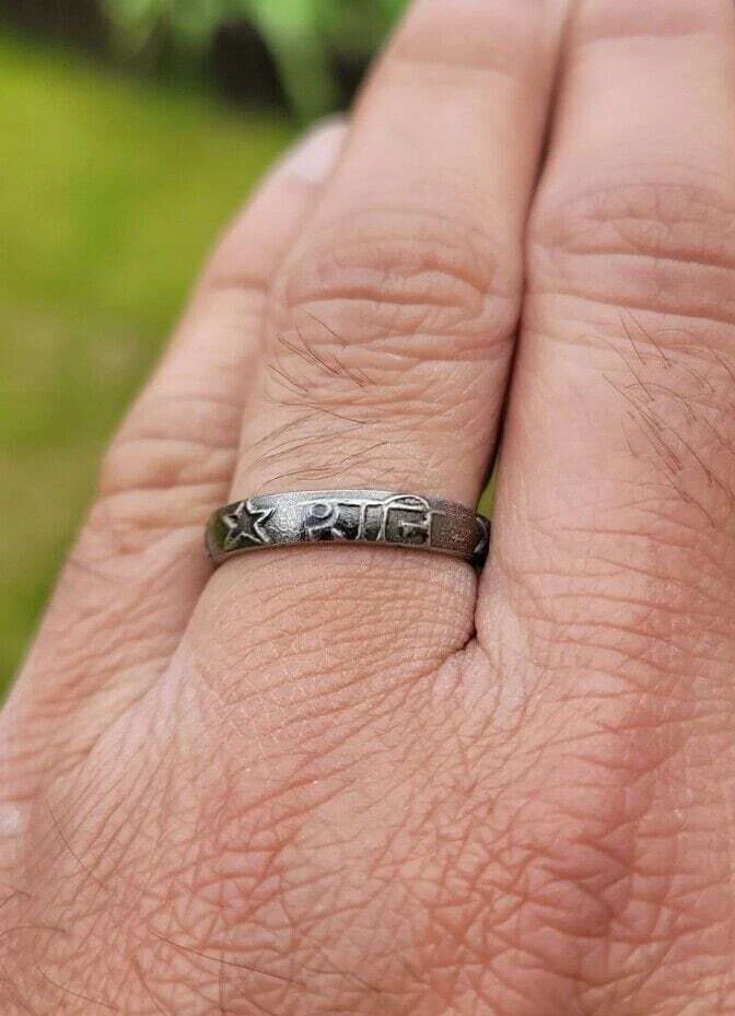 Word Shani Protection Saturn Plain Iron Ring Horse Shoe