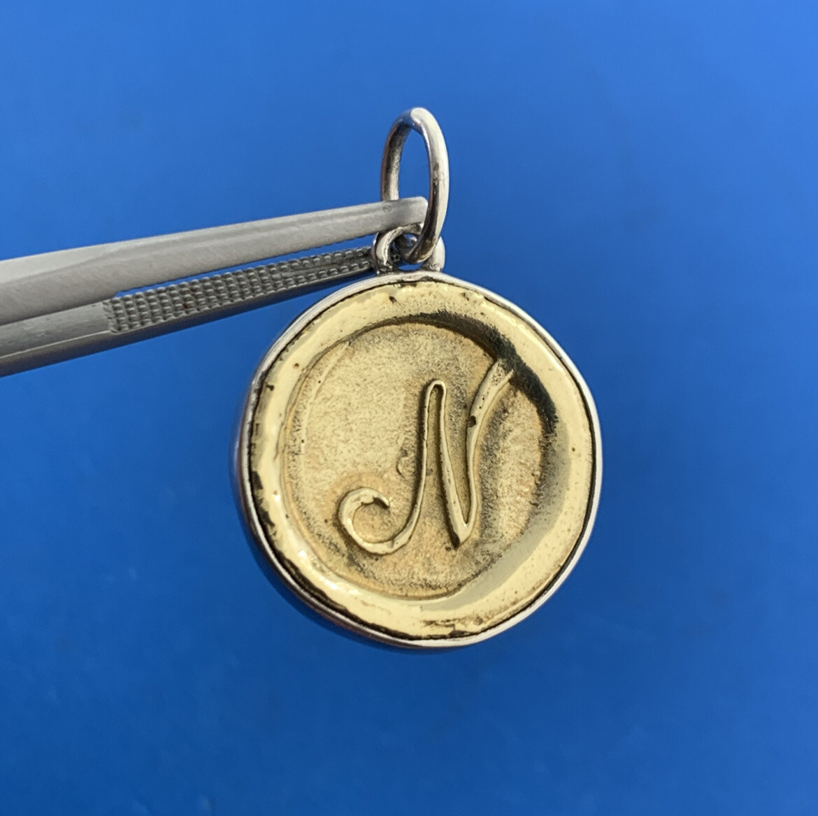 Waxing Poetic 925 Sterling Silver Brass Script N Initial Monogram ...