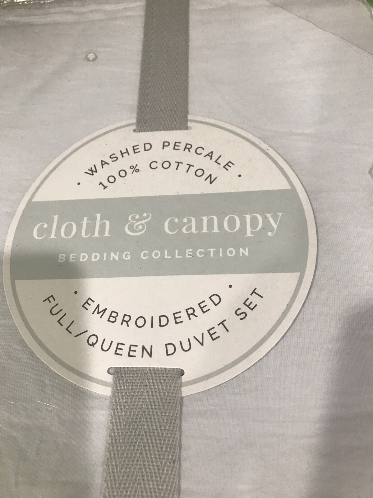 Cloth & Canopy Bedding Collection Washed Percale F/ Queen Duvet Set ...