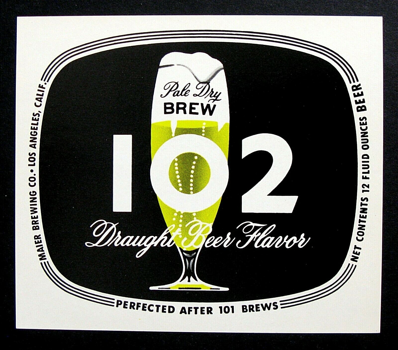 Maier Brewing Co PALE DRY BREW 102 - DRAUGHT BEER FLAVOR beer label CA ...