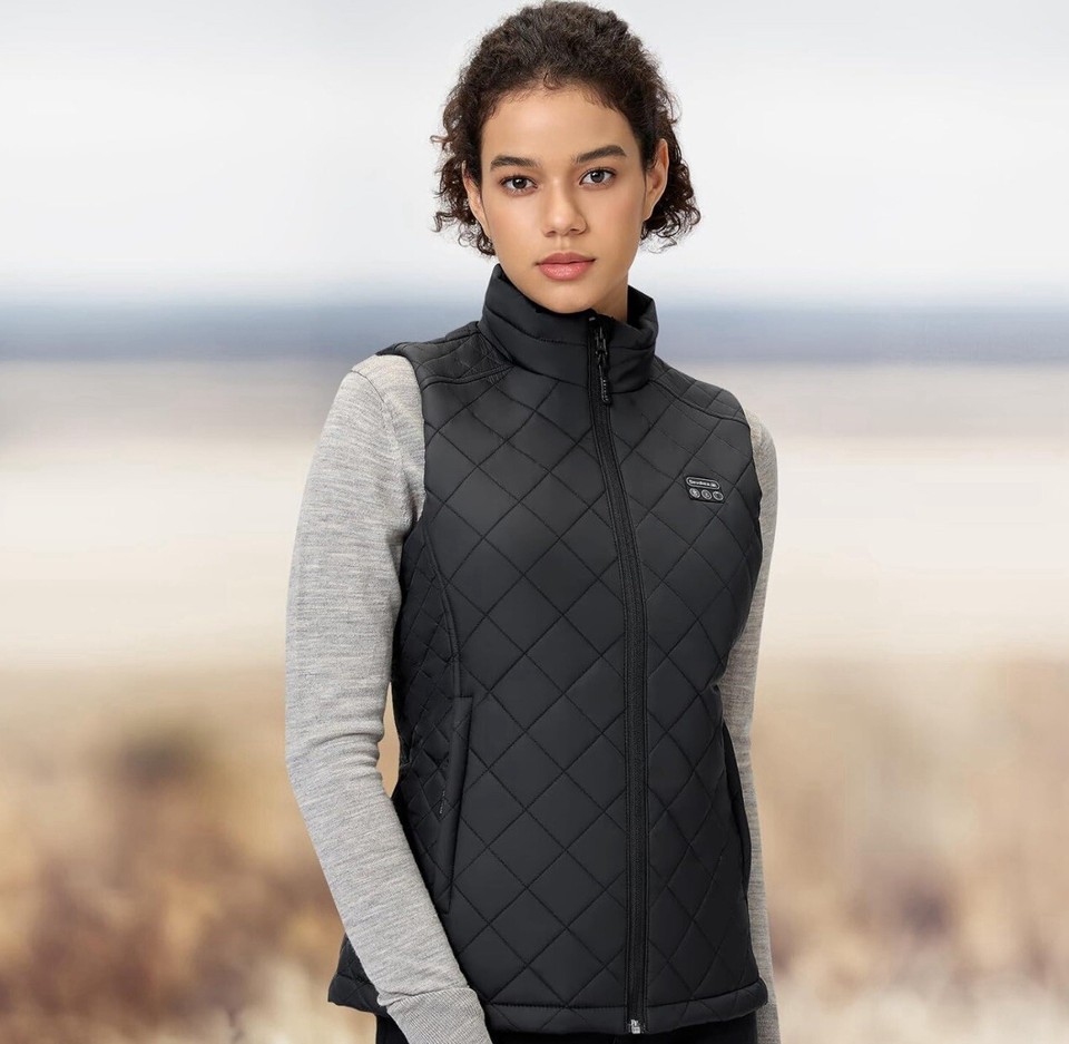 Sevdiea Quilted Black Heated Vest Warming, With Battery Pack | eBay