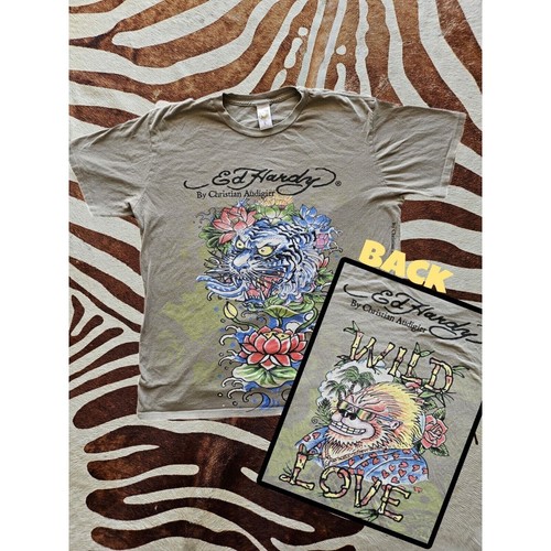 Ed Hardy By Christian Audigier Vintage T-Shirt Rare Ape Tiger Wild Love Large | eBay