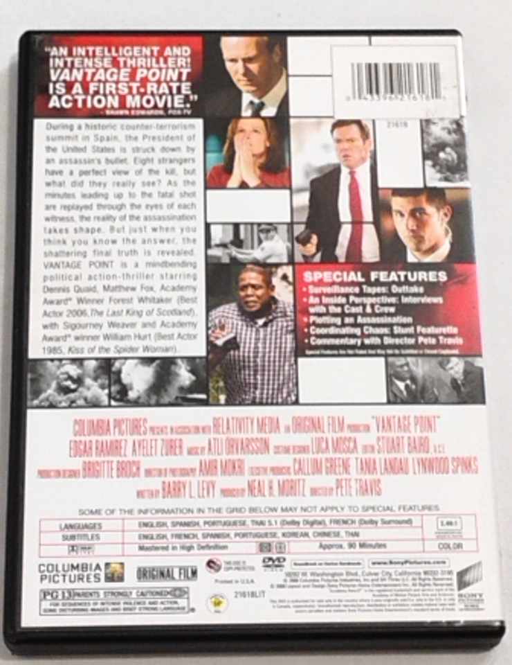 Vantage Point DVD Widescreen – Political Thriller Action Movie 2008 ...