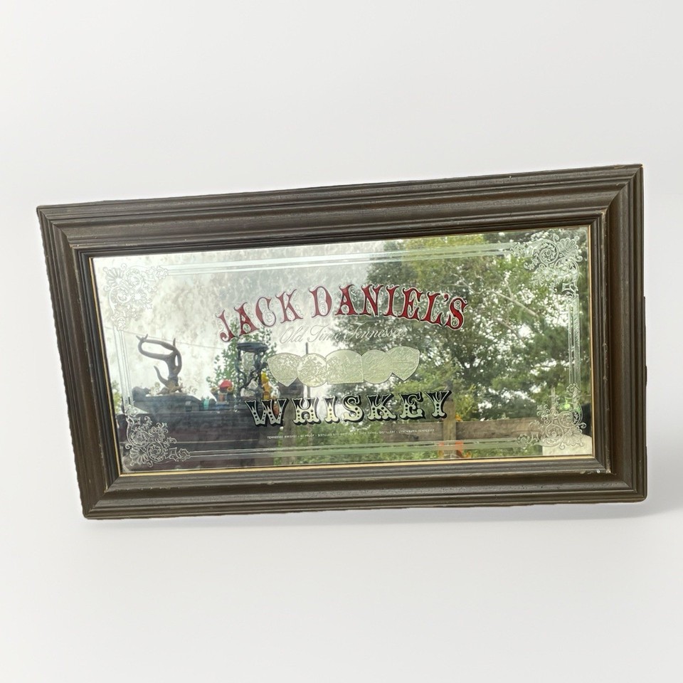 Vintage Jack Daniels Whiskey Saloon Mirror Old Time Tennessee Wood ...
