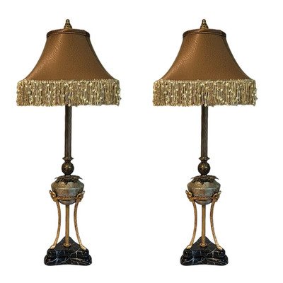 Pair of Raymond Waites for Tyndale Table Lamps w/Frederick Cooper Lined ...