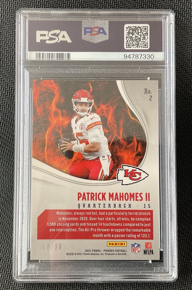 PATRICK MAHOMES II Heat Wave Orange Prizm 18/99 PSA 10 GEM 2021 Phoenix ...