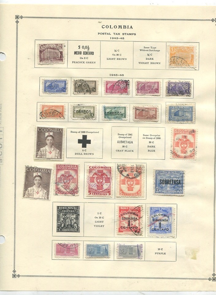Columbia collection mounted on Scott album pages 500+ stamps 1940-1970 ...
