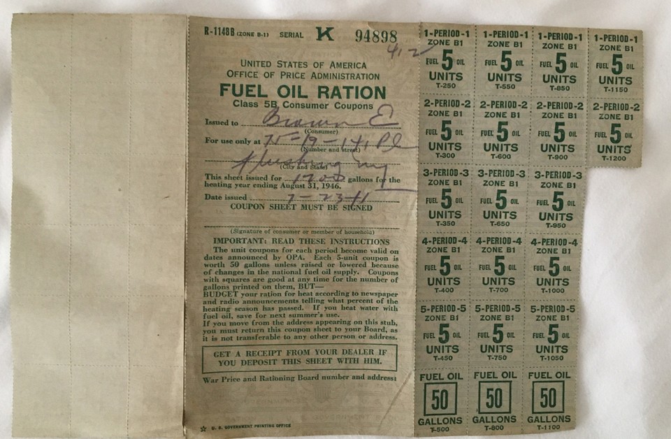 Original WW2 War Ration Book, Fuel Oil Ration (NYC) in Leather Holder ...