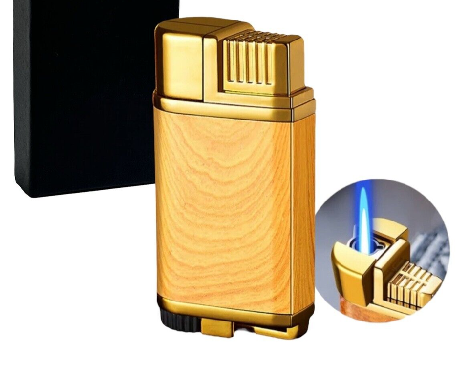 Wood Grain and Gold Color Cigar Torch Lighter Dial Rich Luxury Old ...
