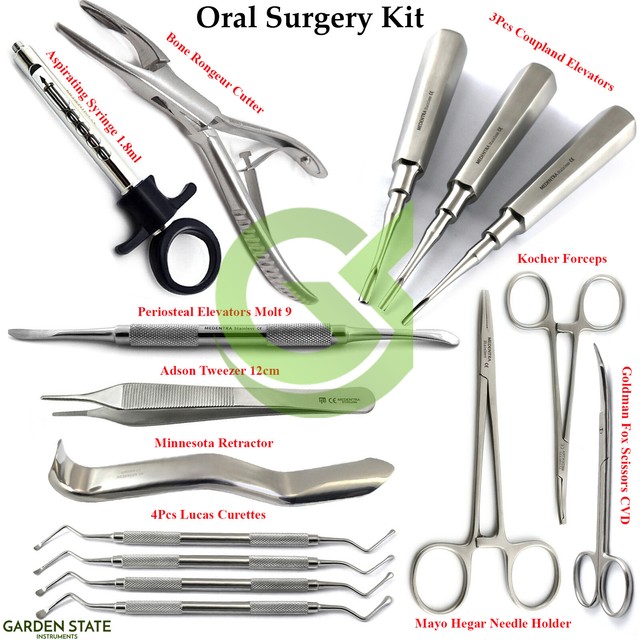 15Pcs Dental Oral Surgery Extraction Pack Kit Tooth Luxation Periosteal ...