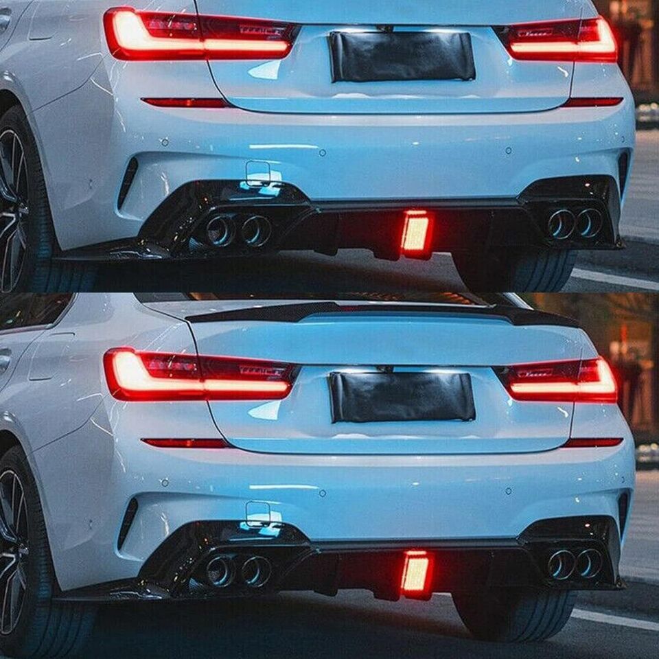 CMS Style Gloss Black Rear Diffuser W/LED Light For 2019-2022 BMW G20 3 ...