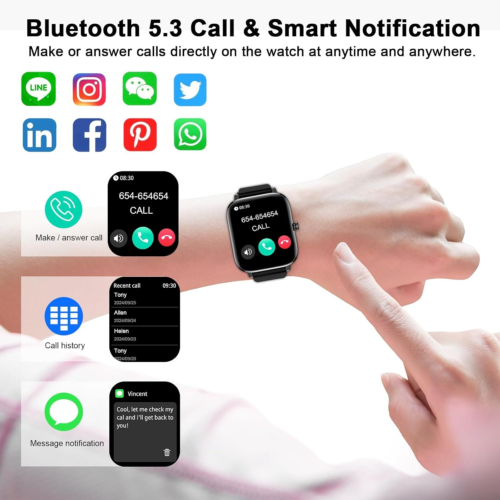 Smart Watch Full Touch Watches for Android iOS Phones Compatible Black ...