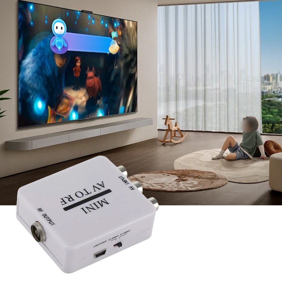 RCA/Composite A/V To RF/Coax/Coaxial Converter RF Modulator AV 2 COAX ...