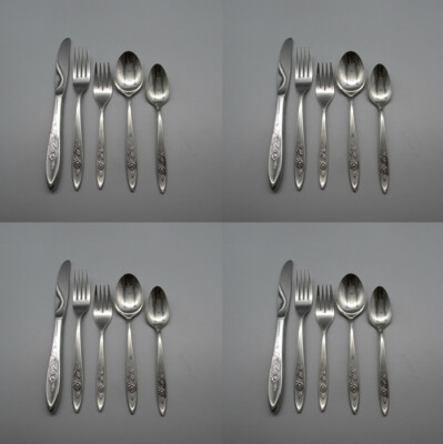 Oneida Community Stainless Flatware MY ROSE Service for Four - 20pc Set ...