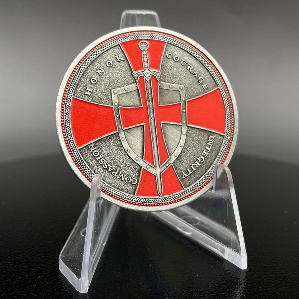 Knight Templar Challenge Coin Red Cross Crusaders Medal Creed Token in ...