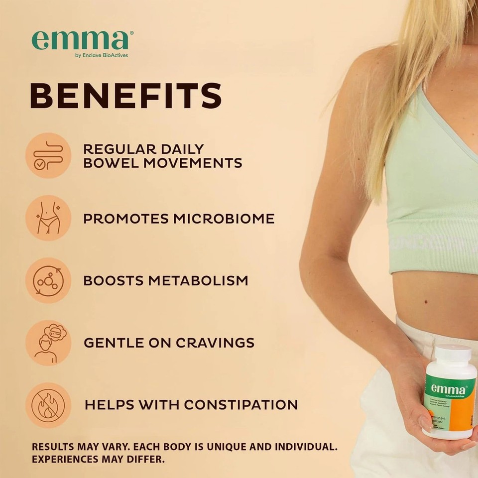 Emma Gut Health Supplement 60 Capsules Digestive Gas Bloating Leaky Gut ...
