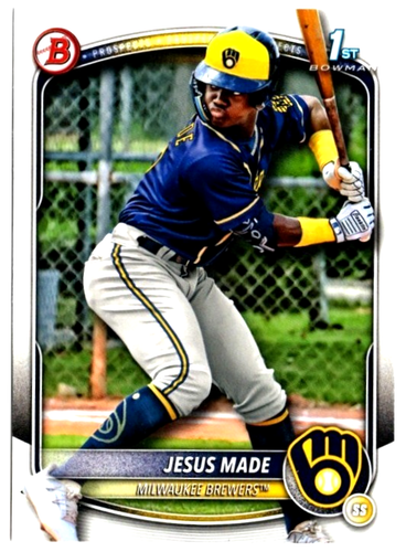 JESUS MADE RC 2025 BOWMAN PROSPECTS #BP66 MILWAUKEE BREWERS NEAR MINT ...