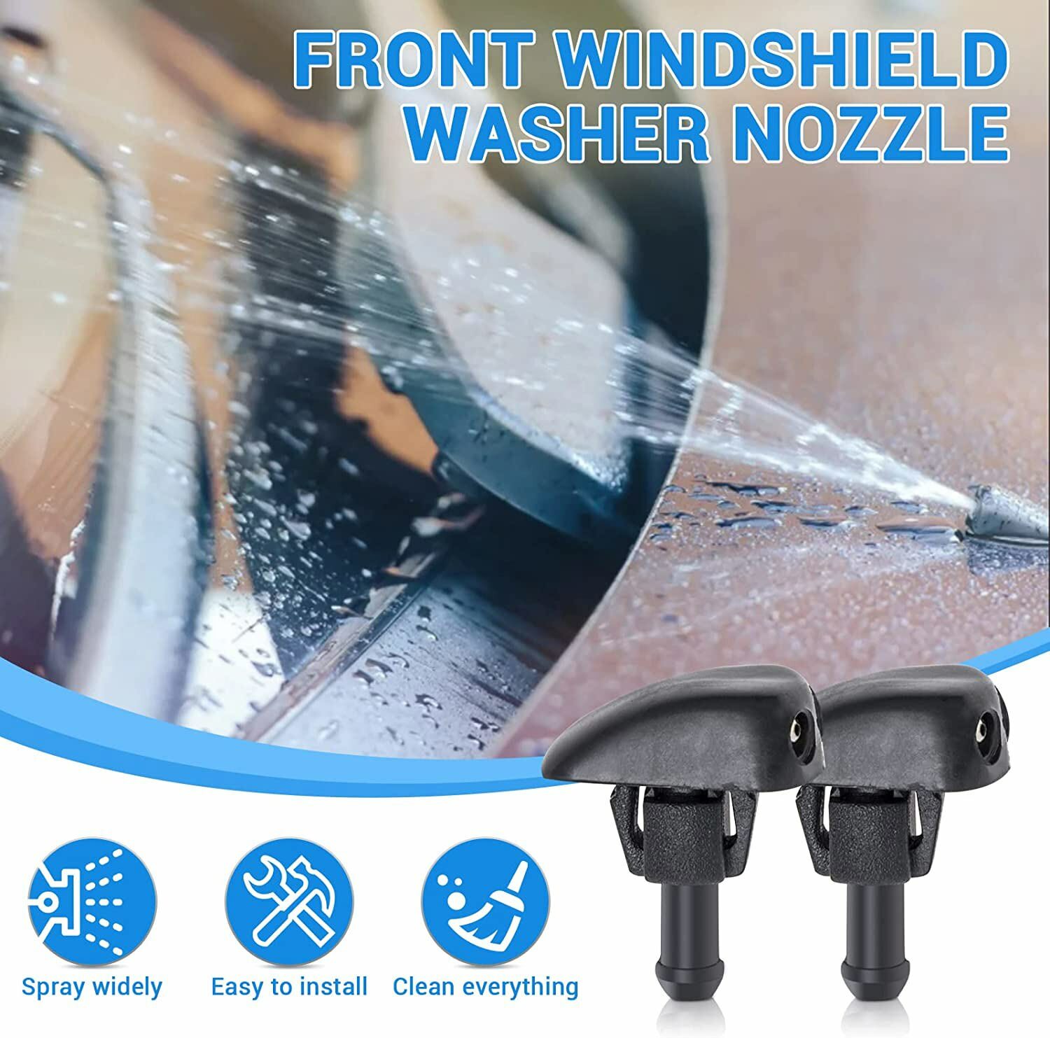 Pair Car Universal Windshield Washer Wiper Sprayer Nozzle Front Window ...