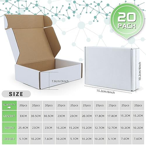 20pack 6x4x3 Shipping Boxes For Small Business White Corrugated ...