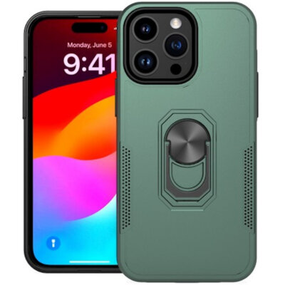 TUFF Hybrid Case with Ring Grip for iPhone 15 Pro Max - Green | eBay
