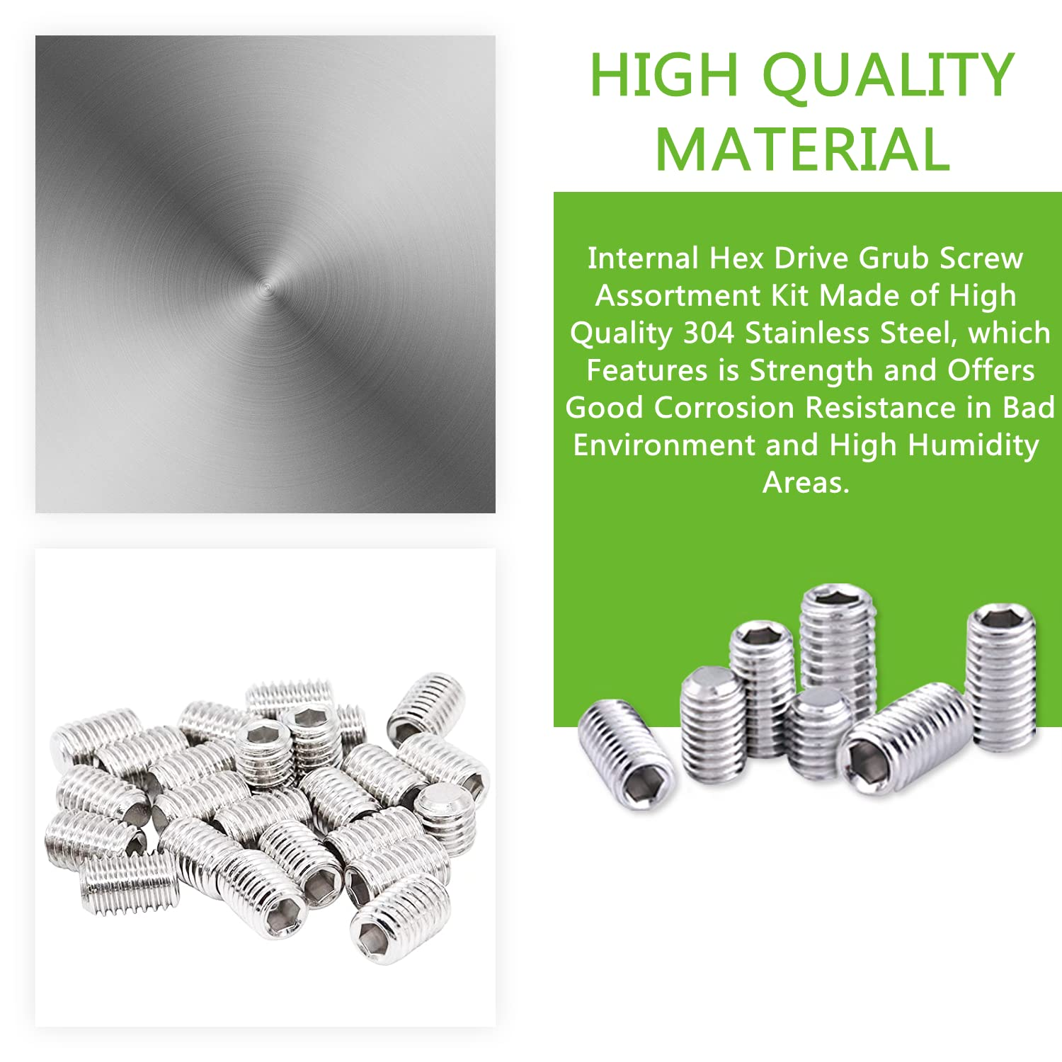 381PCS Grub Screws Hex Allen Head Socket Set Screw Bolts Assortment Kit ...