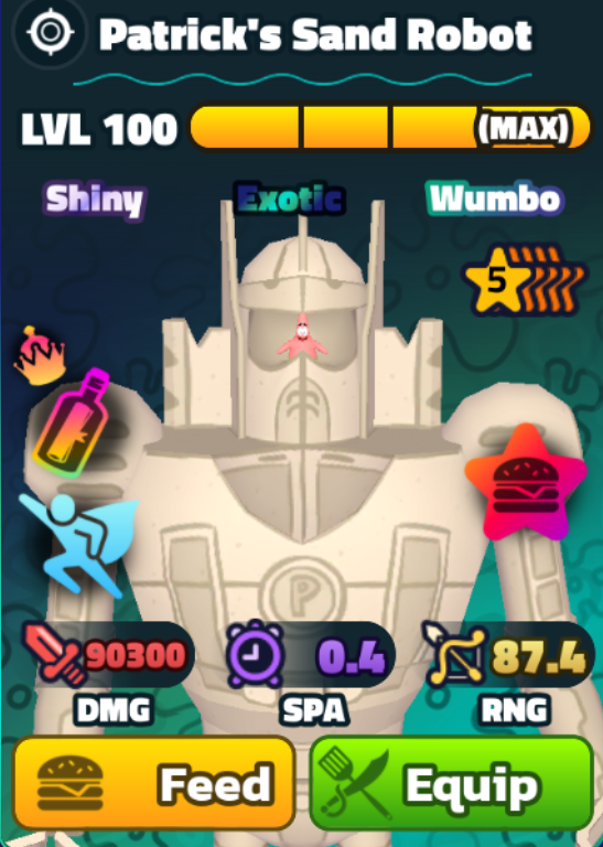 SHINY WUMBO Patricks Sand Robot NC (SF, SK) PowerPatty 5⭐ LVL 100 ...