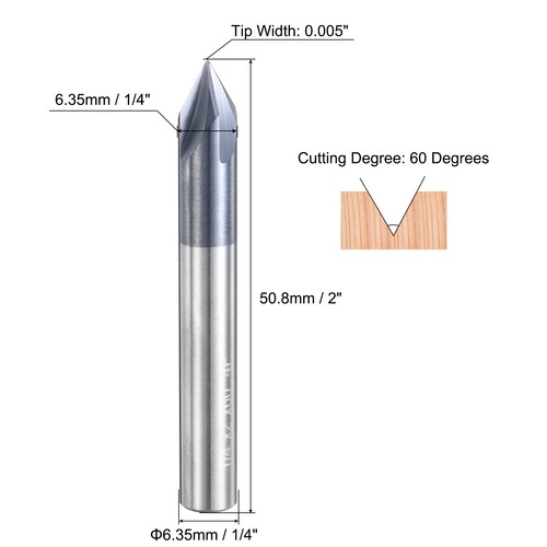 60 Degree V Groove Engraving Router Bit Tip and 4 Flutes 1/4 Inch Shank ...