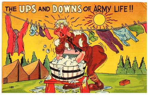 Military Comic: Army Soldier Washing Clothes, Laundry, World War 2 ...