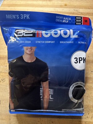 32 Degrees Men's Cool Tee, 3-pack Medium Black Crew Neck | eBay
