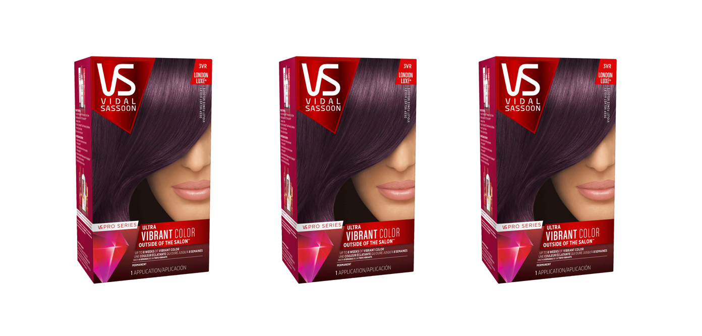 3 Pack Vidal Sassoon 3VR Deep Velvet Violet Pro Series Permanent Hair ...