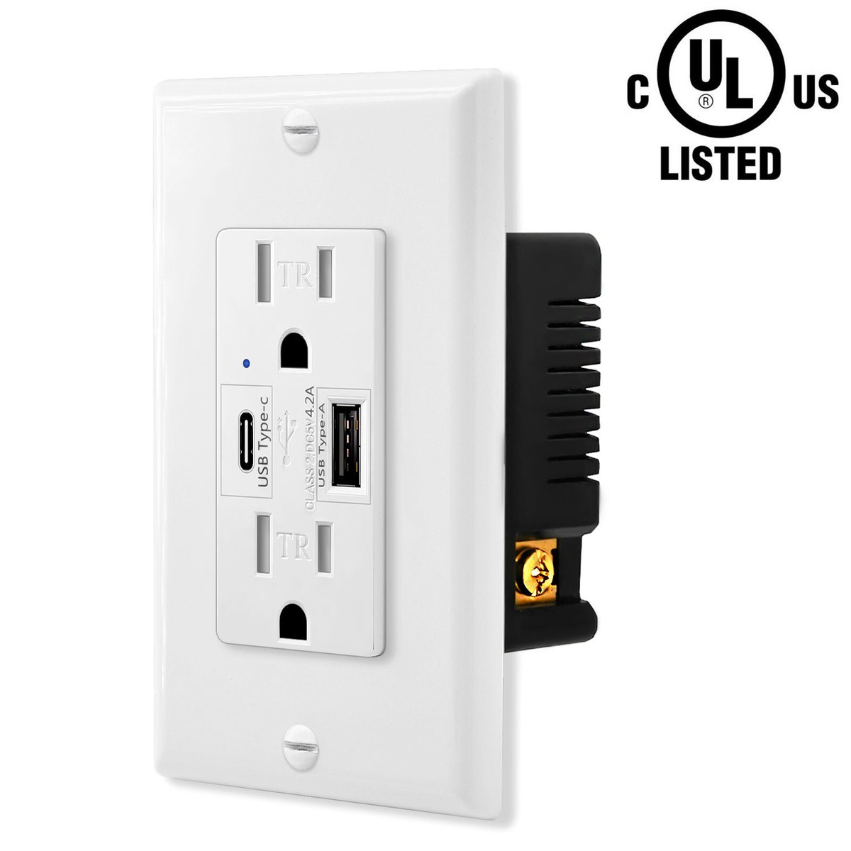 Usb Charger Wall Outlet Dual High Speed Duplex Receptacle ALASTECH
