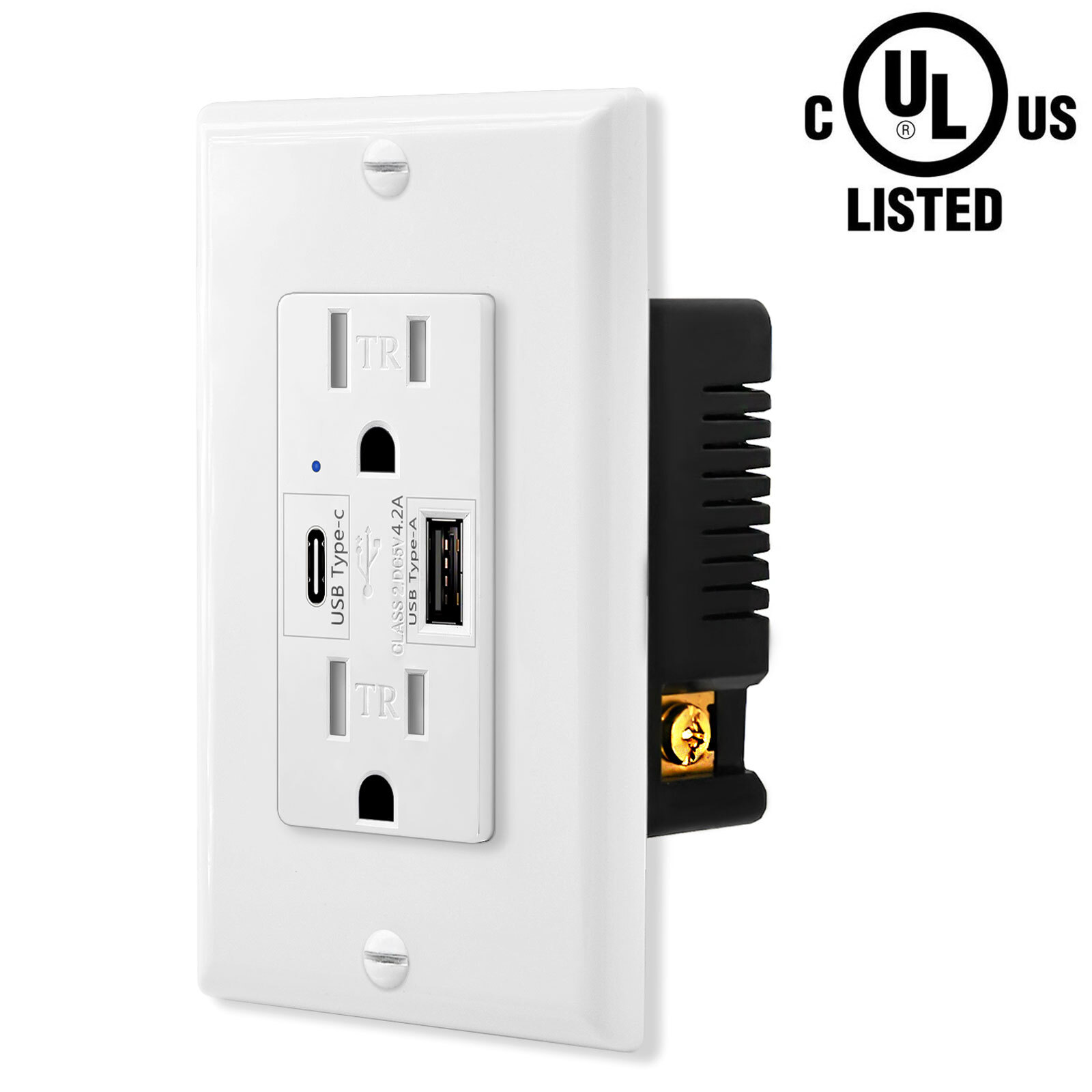 Electrical USB-A USB-C Wall Socket Plug 15A 125Volt Duplex Receptacle ...