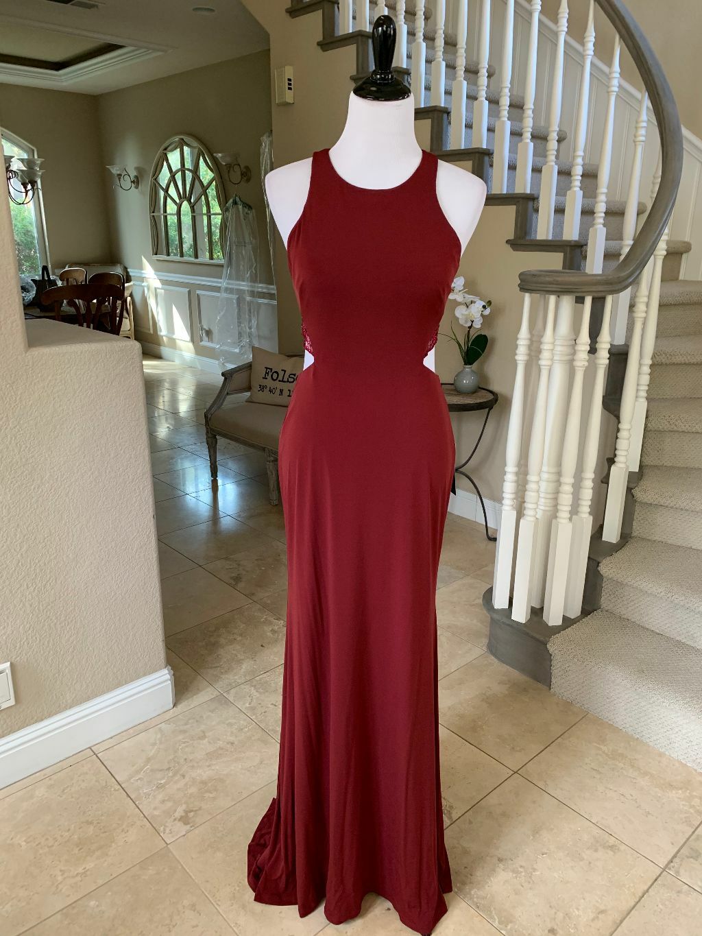 $298 NWT GARNET/RED LA FEMME PROM/PAGEANT/FORMAL DRESS/GOWN #22288 SIZE ...