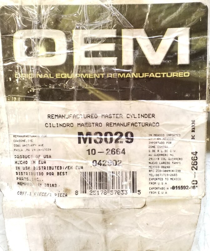 M3029 OEM Master Cylinder Remanufactured Free Shipping Free Returns | eBay