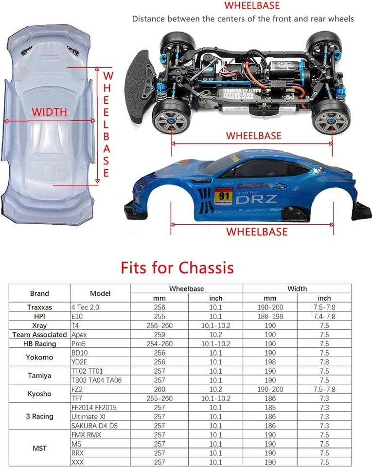 1/10 Scale RC Painted Drift Racing Touring Onroad Car Body Shell 190MM ...