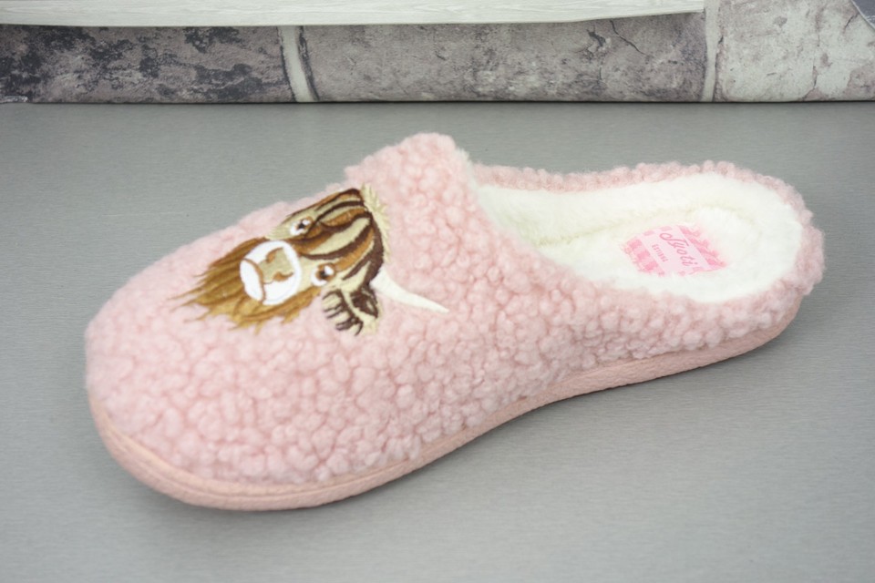 highland cow slippers mules womens slip on warm cosy faux fur lined ...
