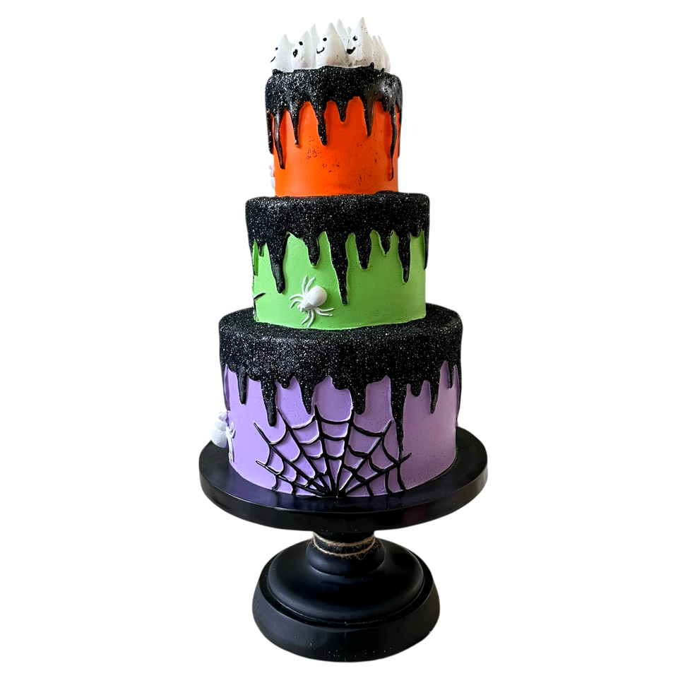 Candy Corn Lane 18in Halloween Cake Decor Spooky Spiders Ghosts Glitter ...