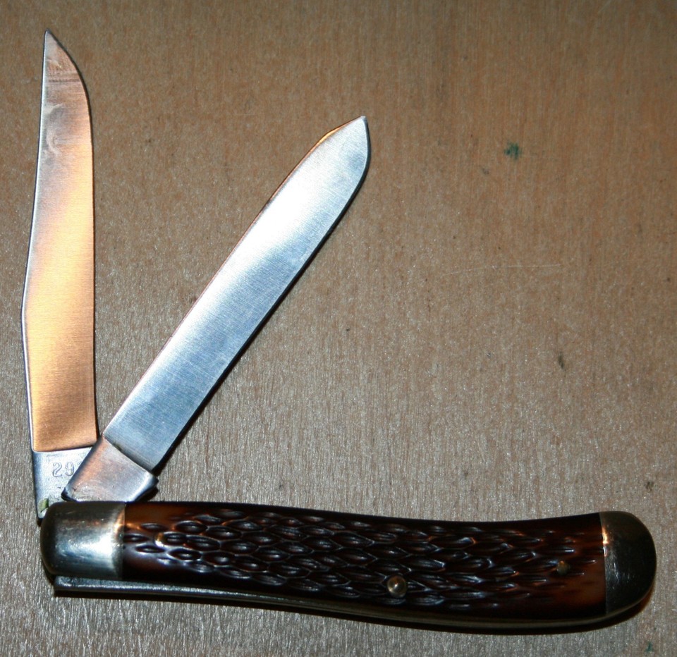 Vintage SCHRADE 293 MAHER & GROSH TRAPPERS BUDDY Bone Handle Knife ...