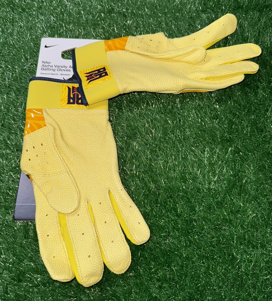 Nike Ronald Acuna Jr PE Alpha Varsity Baseball Batting Gloves Yellow ...