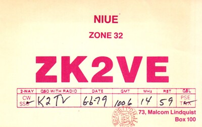 Zone 32 Niue Island ZK2VE QSL Radio Postcard | eBay