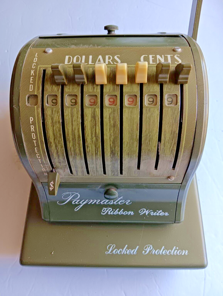 Vintage Paymaster Ribbon Writer Series 8000 Army Green No Key | eBay