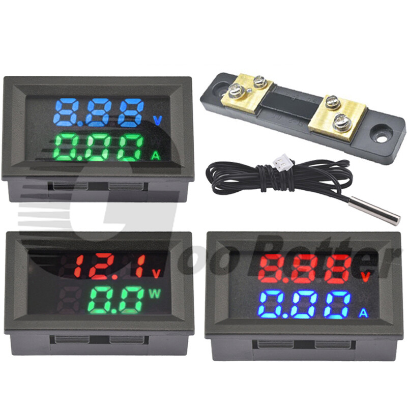 5-Wire DC Voltmeter Ammeter Panel Mount Amp Meter Red-Green Red-Blue ...