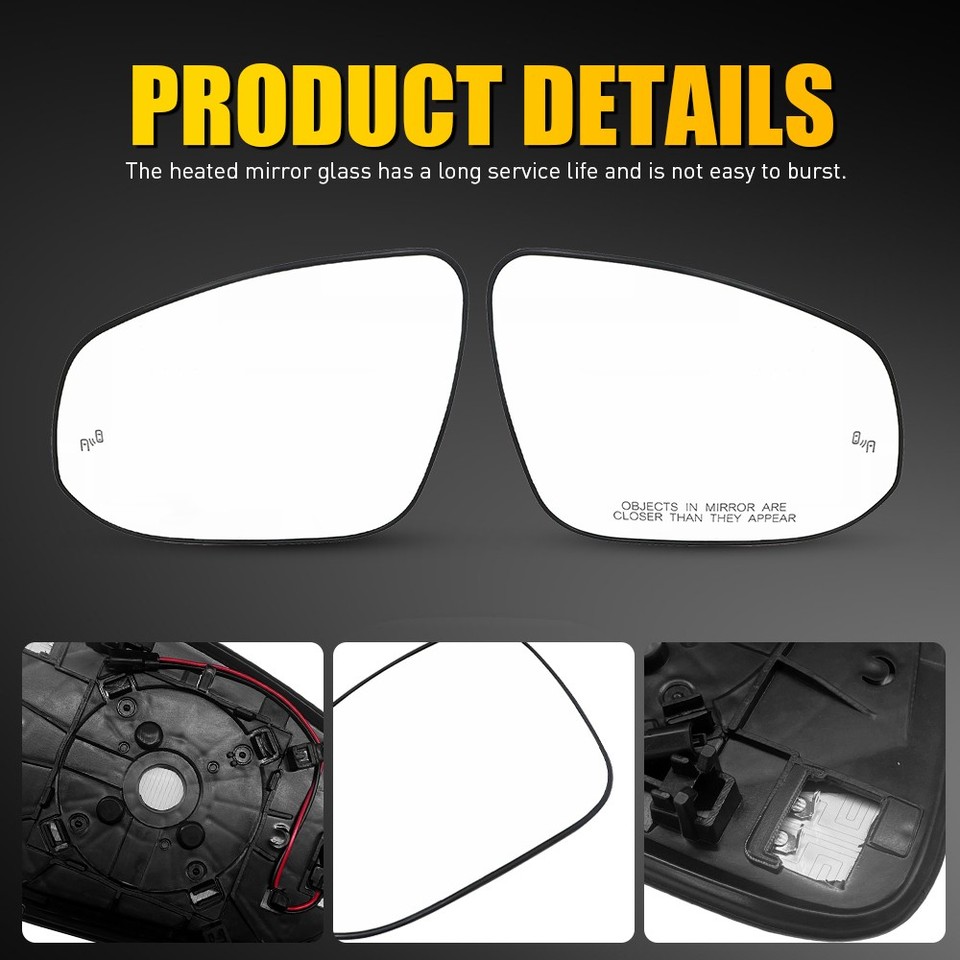 Left+Right Side Heated Blind Spot Mirror Glass For 2021 2022 2023 ...
