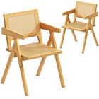 Rattan Chairs Set of 2, Bamboo Rattan Dining Chair, Solid Wood Comfy ...